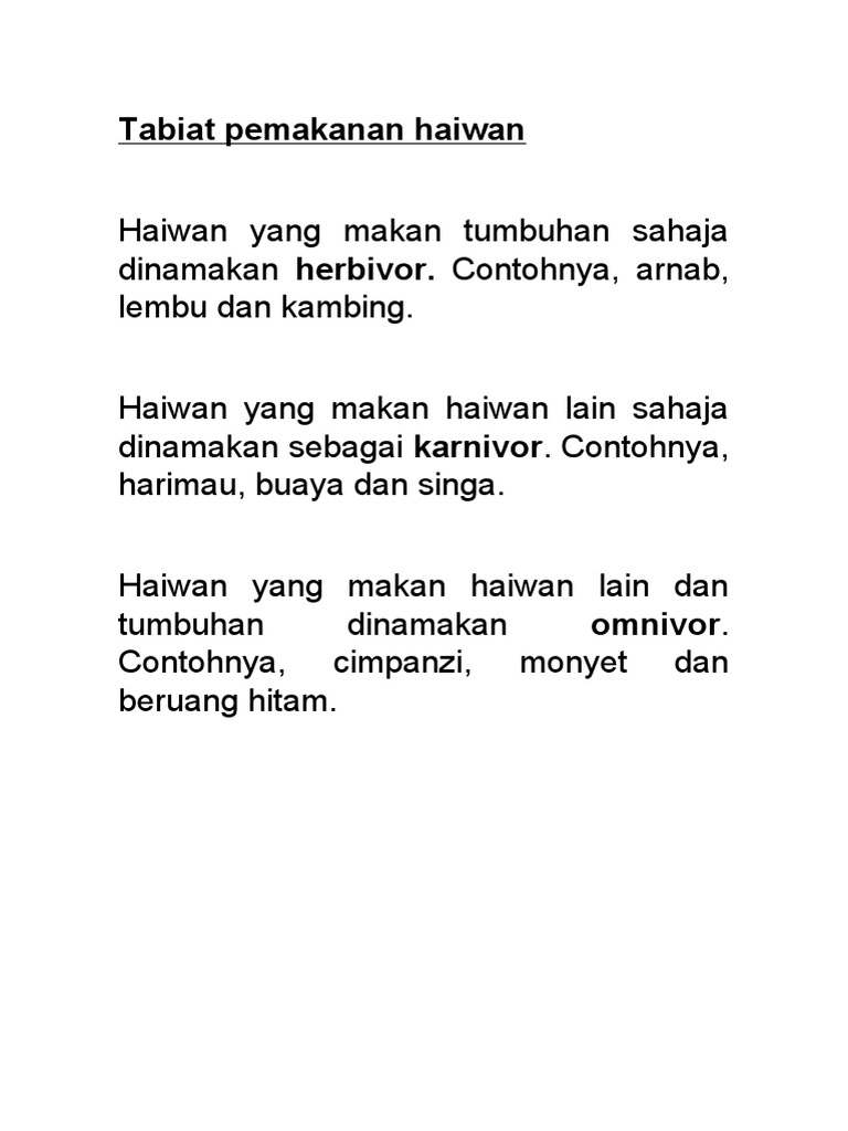 Tabiat Pemakanan Haiwan | PDF