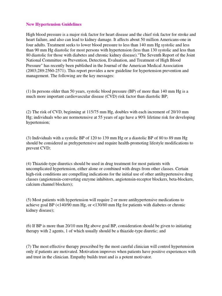 New Hypertension Guidelines | PDF