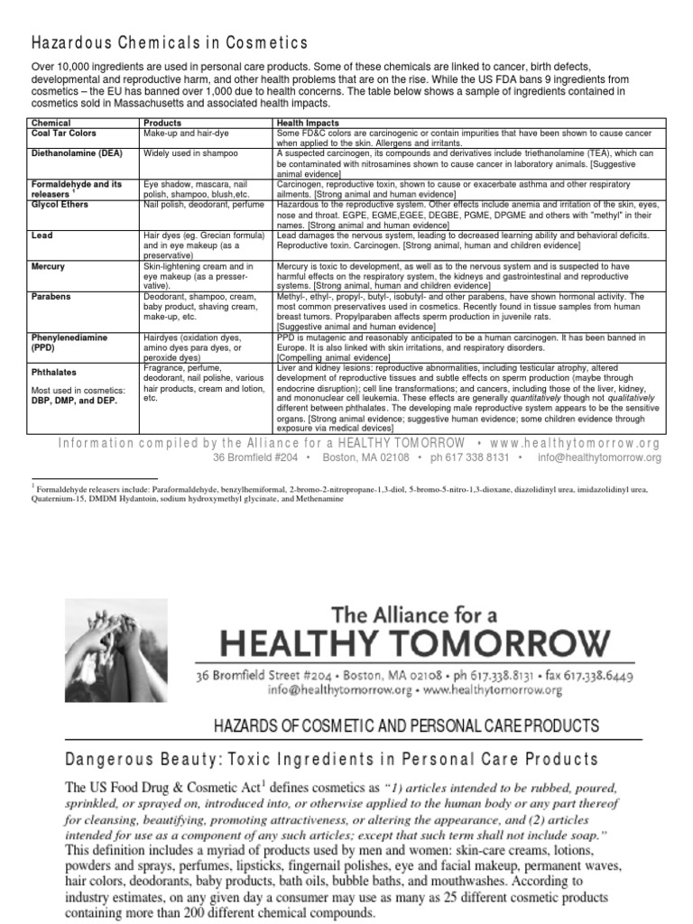 Cosmetics FactSheet | PDF | Cosmetics | Chemical Substances