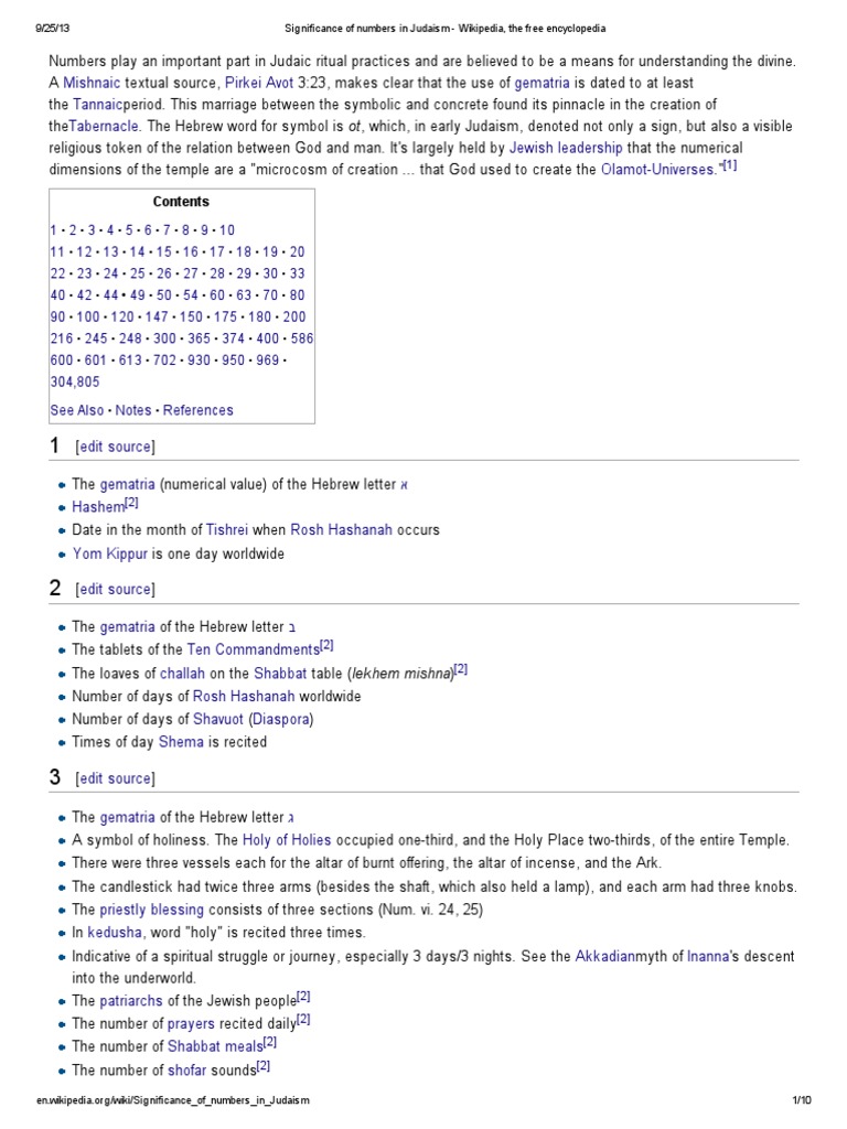 Significance of Numbers in Judaism | PDF | Jewish Behaviour And ...