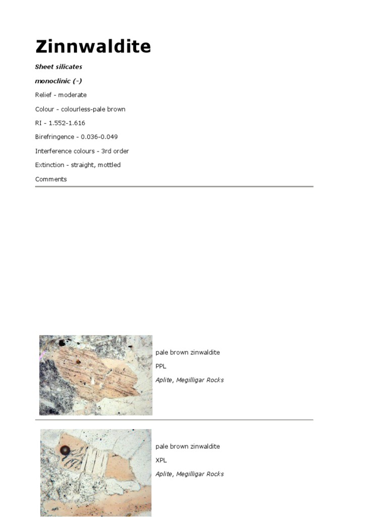 Zinnwaldite Color Characteristics | PDF