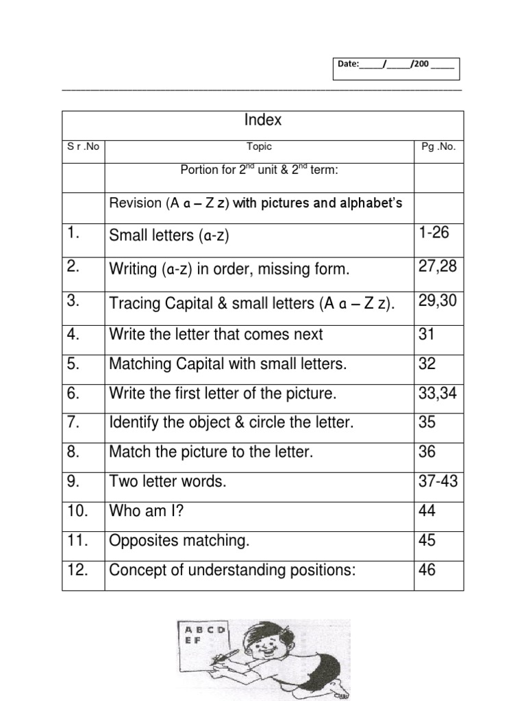 Pre Primary English Worksheets A-Z | PDF | Collation | Writing