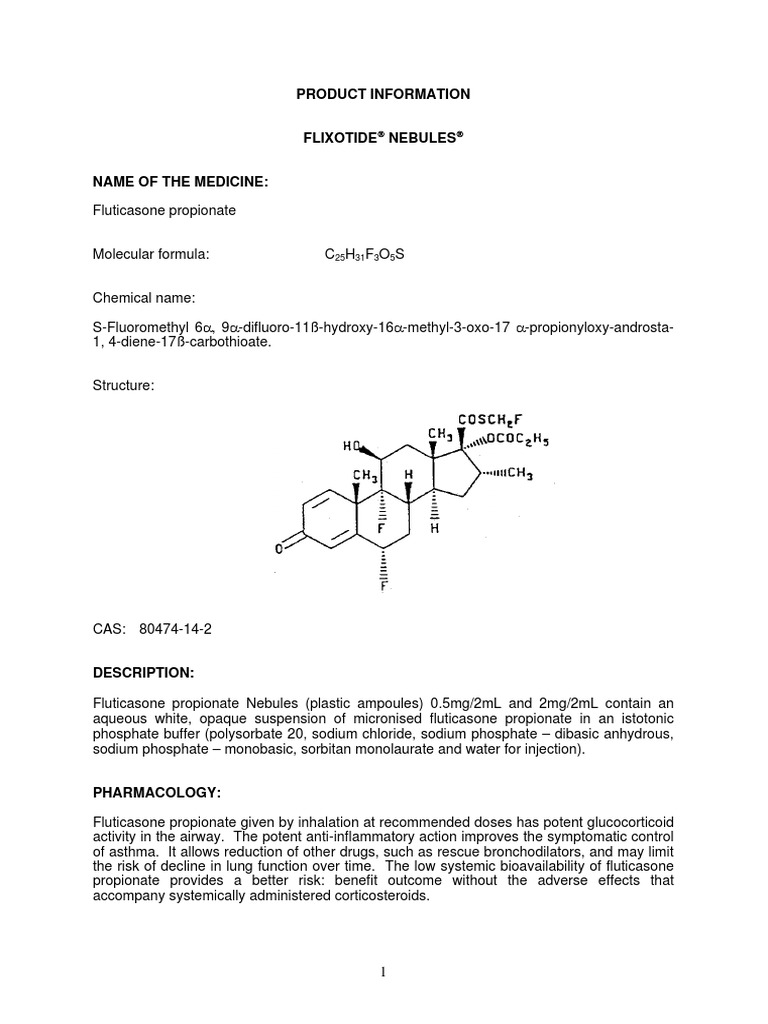 Flixotide Nebules PI | PDF | Corticosteroid | Asthma