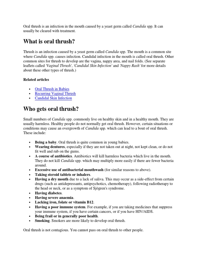 Understanding Oral Thrush: Causes & Treatment | PDF | Candidiasis ...