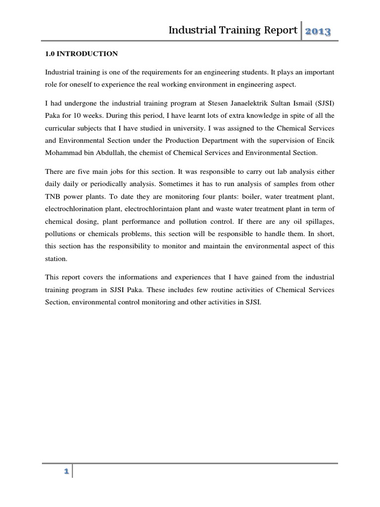 Industrial Training Report | PDF | Steam | Titration