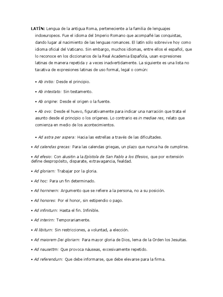 Expresiones y Frases en Latín | PDF | latín | Idiomas
