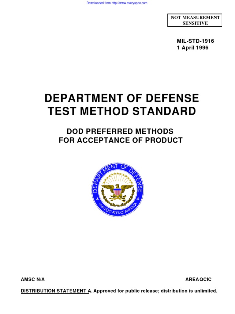MIL-STD-1916 | Quality Management System | Sampling (Statistics)