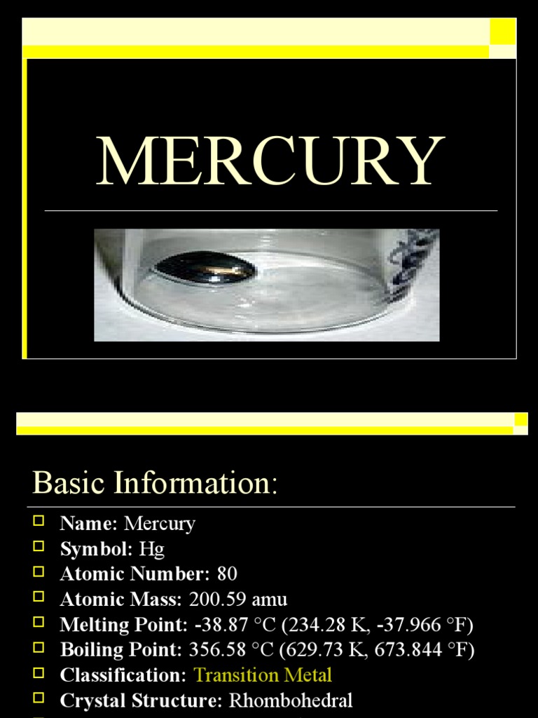 Mercury Mercury Poisoning Pdf Mercury Element Chemical Substances