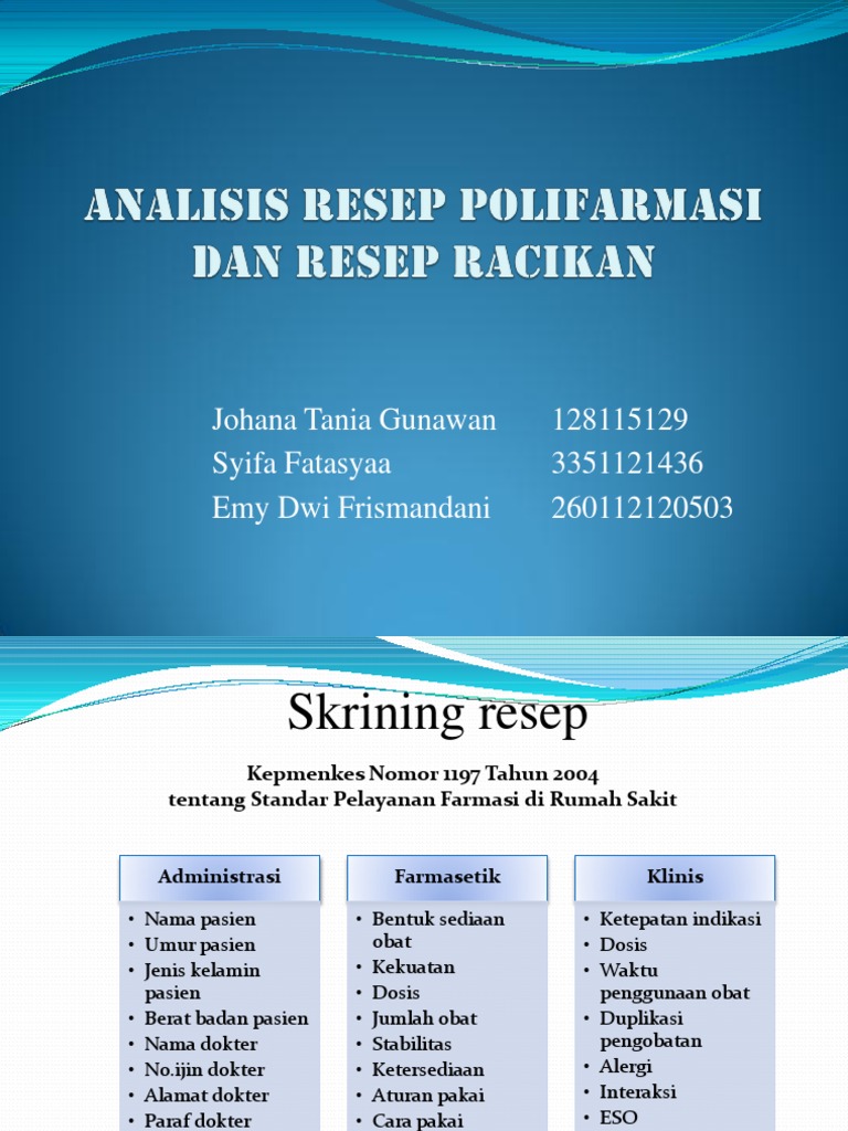 Analisis Resep Polifarmasi Dan Peracikan Anak | PDF | Kesehatan Holistik