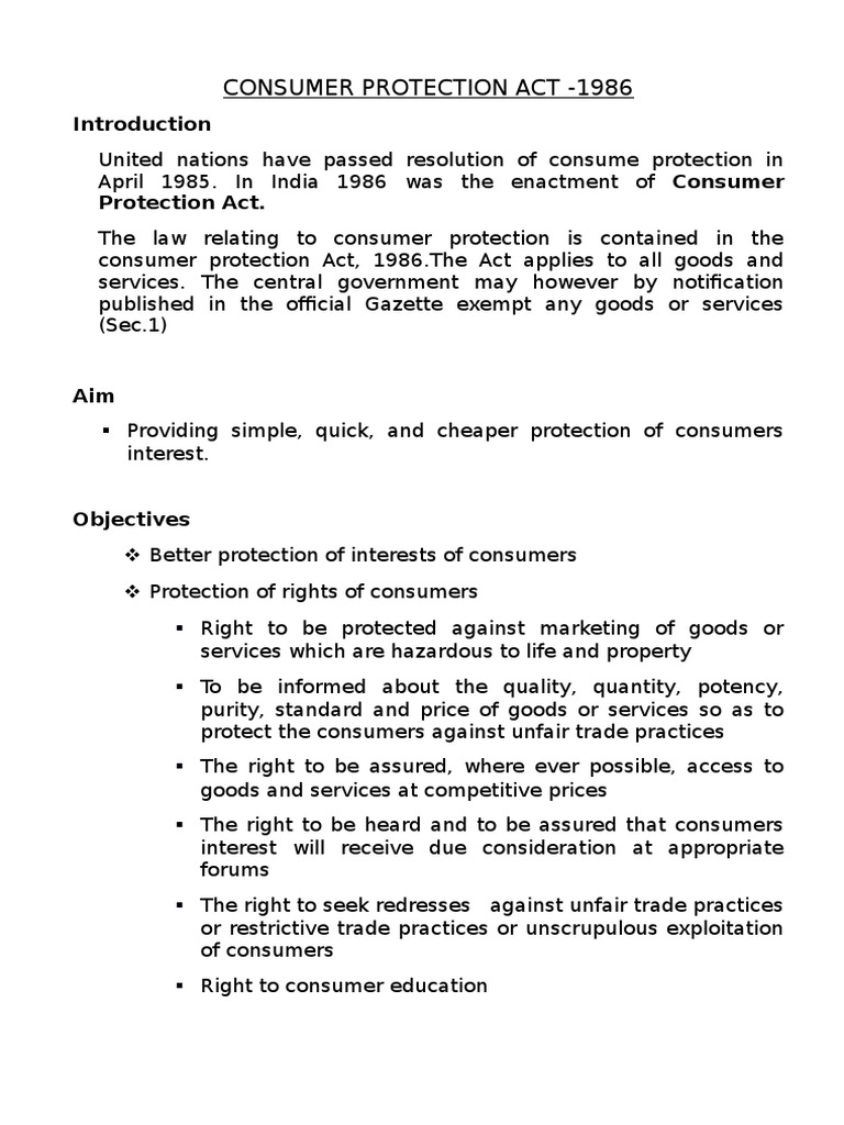 Consumer Protection Act | PDF | Consumer Protection | Nursing