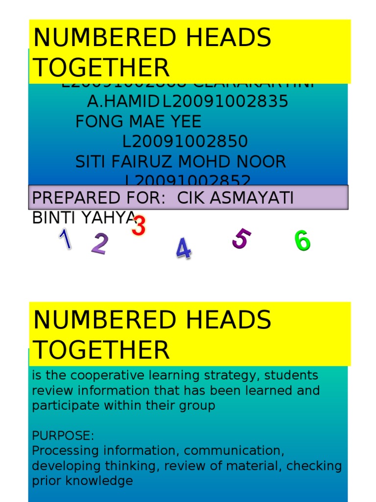 Numbered Head Together (NHT) | PDF | Kilogram | Psychological Concepts