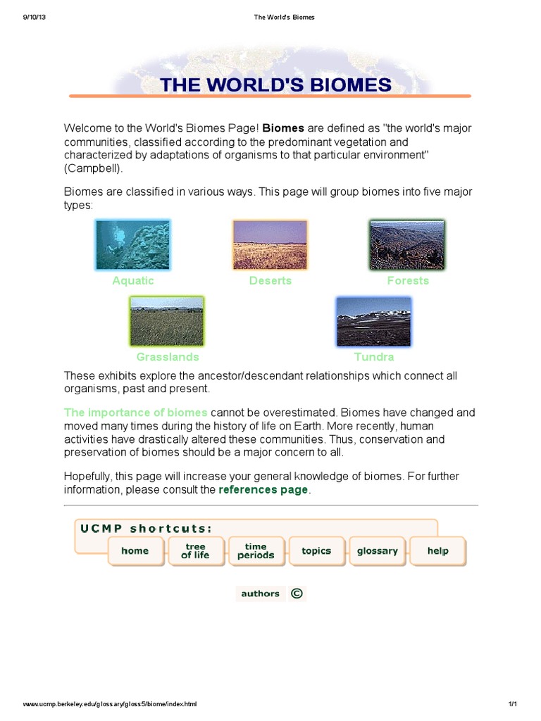The World's Biomes | PDF | Home & Garden | Science & Mathematics