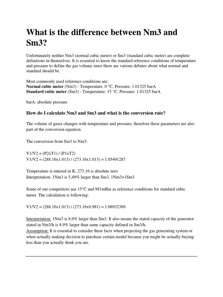 How To Convert Sm3 To Nm3 Gases Pressure