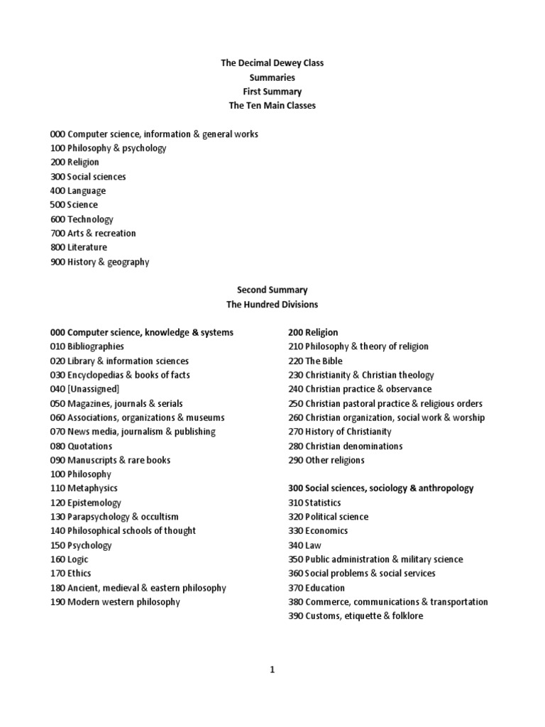 The Decimal Dewey Class | PDF | History Of Christianity | Christian Church