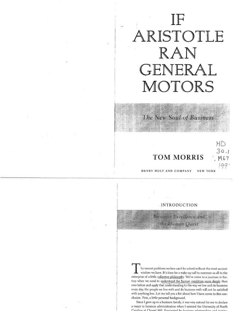 If Aristotle Ran General Motors (Intro) Morris | PDF | Home & Garden