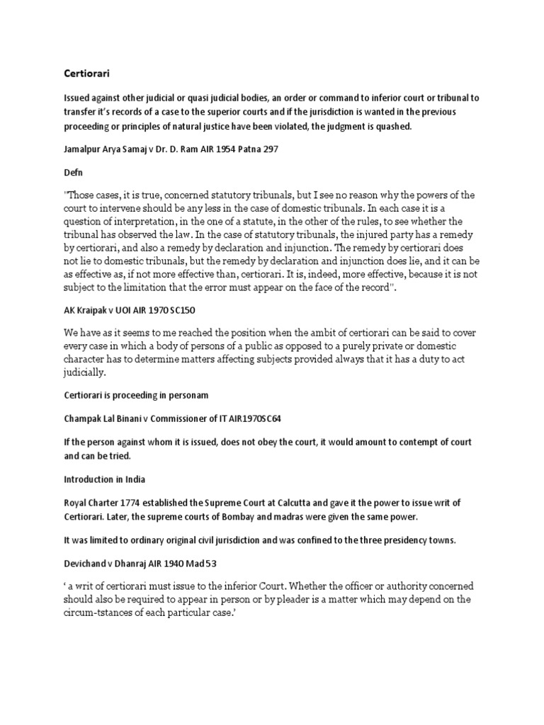 Certiorari | PDF | Certiorari | Writ