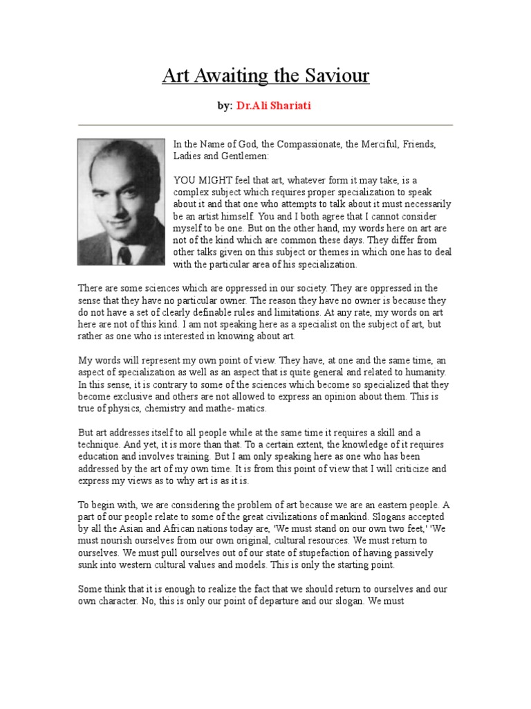 Art Awaiting The Saviour - Ali Shariati | PDF | Human | Paintings