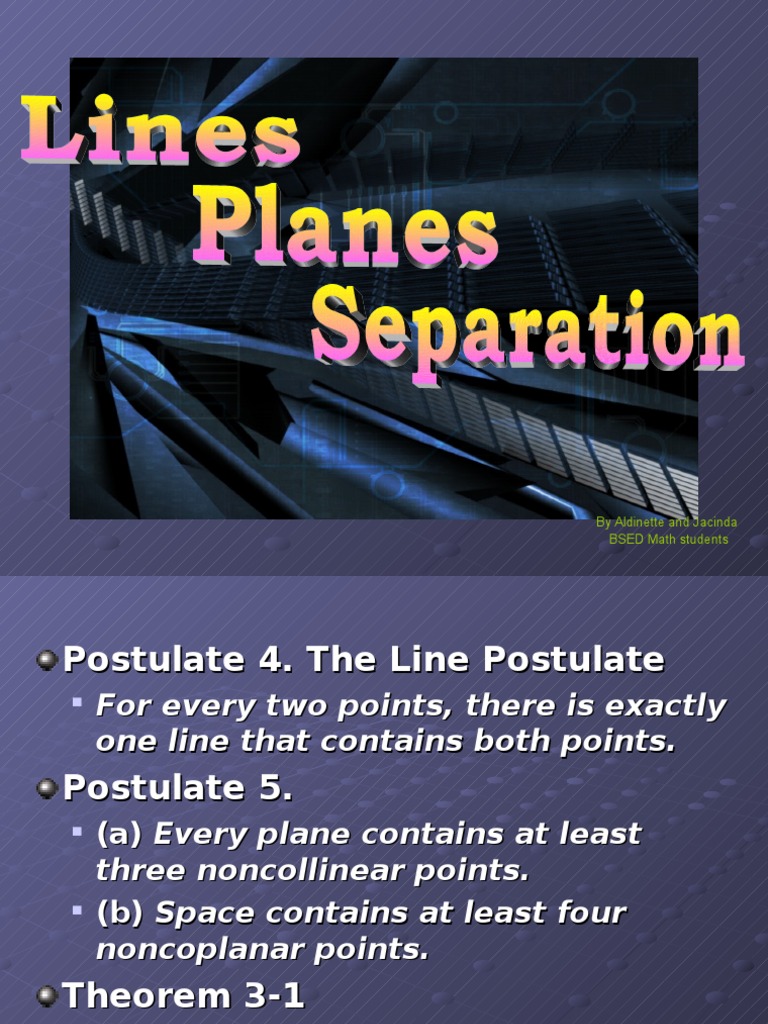 Lines, Planes, And Separation | Line (Geometry) | Plane (Geometry)