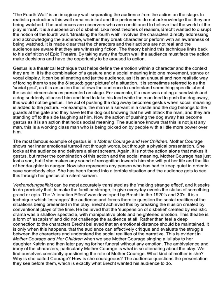 Breaking the Fourth Wall: An Examination of Brecht's Epic Theatre ...