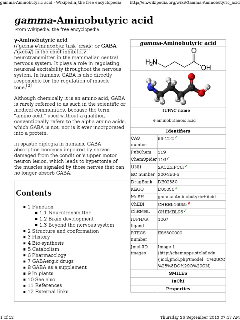 Gamma-Aminobutyric Acid | PDF | Gamma Aminobutyric Acid | Inhibitory Postsynaptic Potential