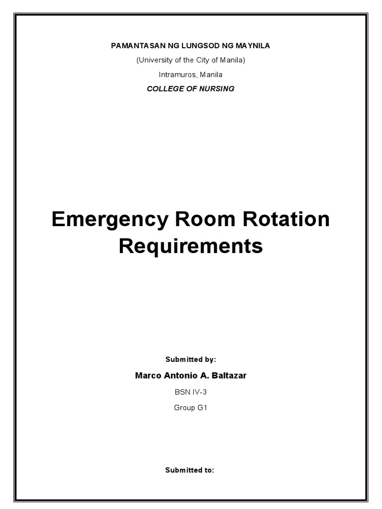 Emergency Room Rotation Requirements: Pamantasan NG Lungsod NG Maynila ...