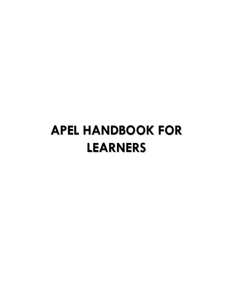 Apel Handbook For Learners | PDF | Educational Assessment | Competence ...