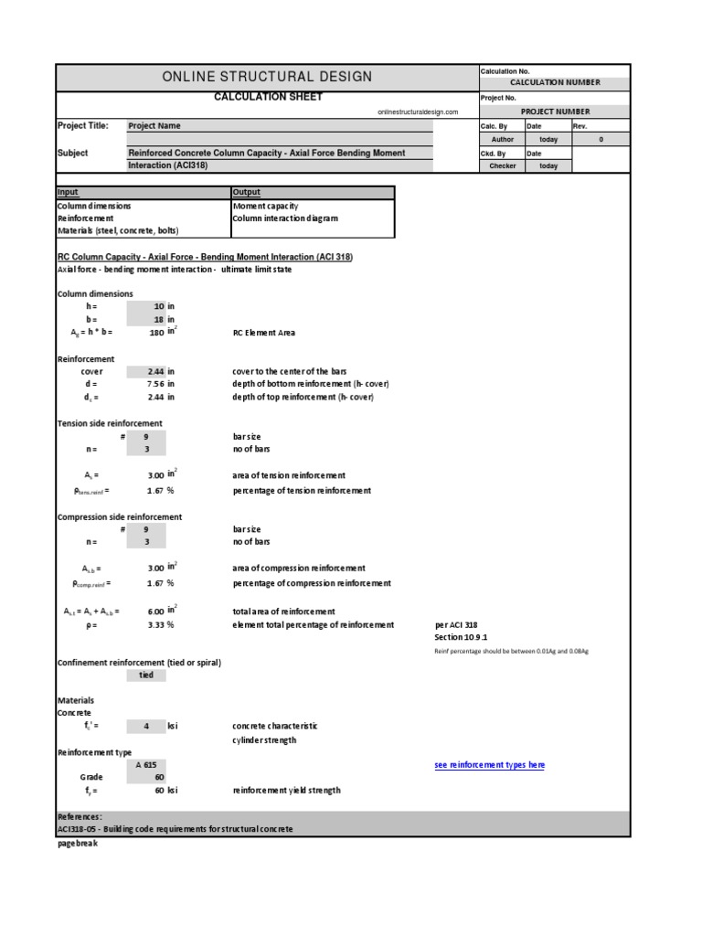 RC Short Column Capacity Calculation ACI318 | PDF | Strength Of ...