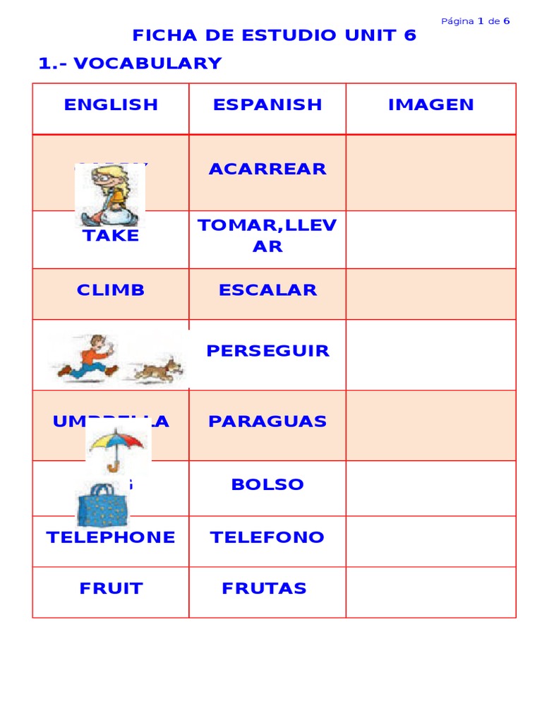 English-Spanish Vocabulary Study Guide | PDF