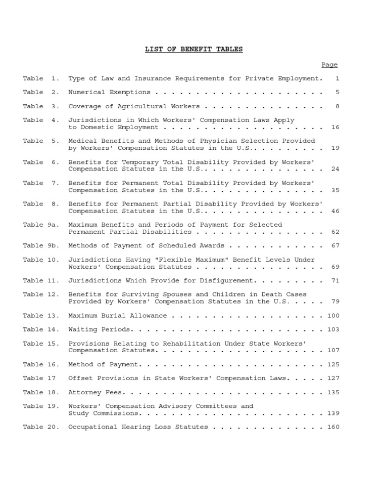 Comprehensive Workers' Compensation Tables | PDF | Workers ...
