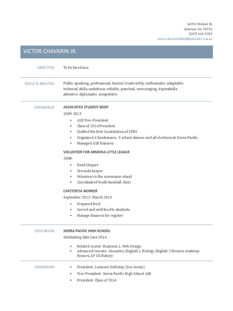 Victor Chavarin Jr. Resume | PDF