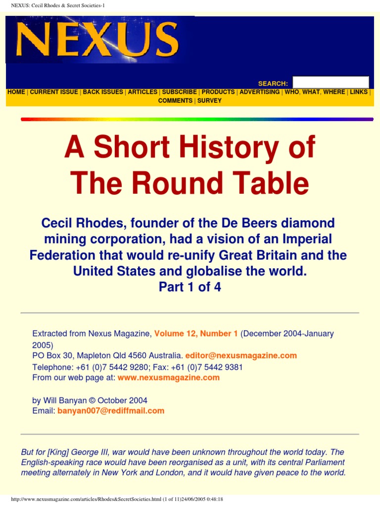 Nexus - A Short History of the Round Table - Cecil Rhodes (50 ...