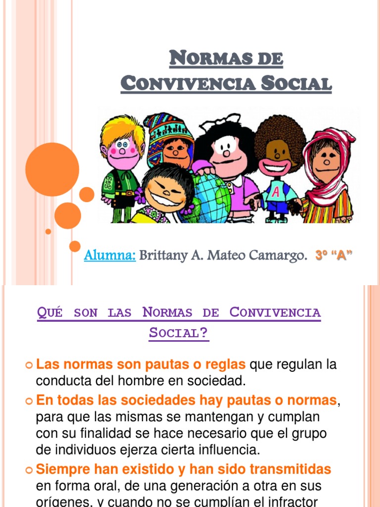Normas de Convivencia Social (I) | Norma (social) | Sociedad | Prueba ...