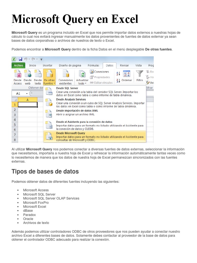 Microsoft Query en Excel | PDF | SQL | Microsoft Excel