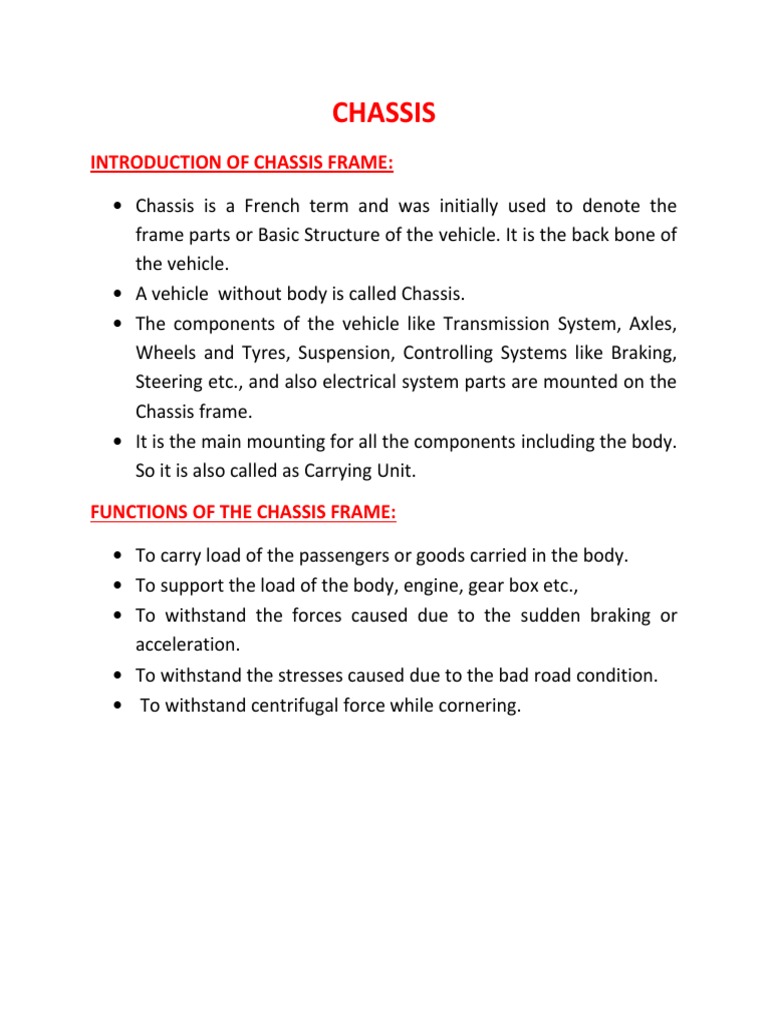 Chassis: Introduction of Chassis Frame | PDF | Transmission (Mechanics ...