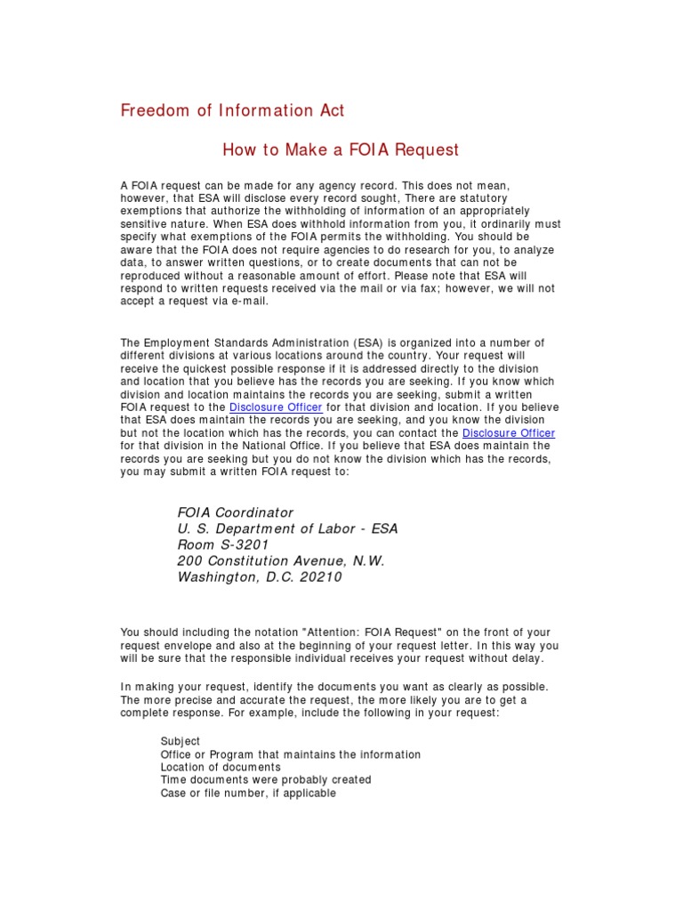How to Submit a FOIA Request Guide | PDF | Freedom Of Information Act ...