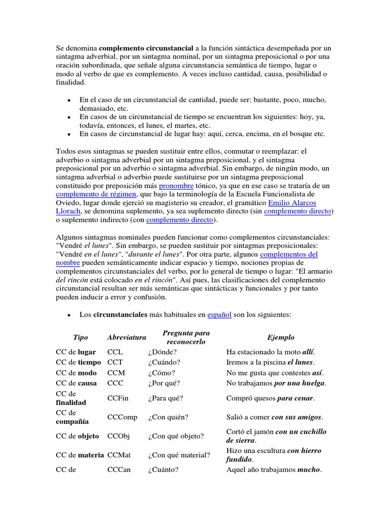 Complemento Circunstancial | PDF | Semántica | Tipología Lingüística