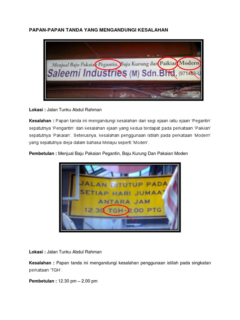 Kesalahan Ejaan dan Istilah Papan Tanda | PDF