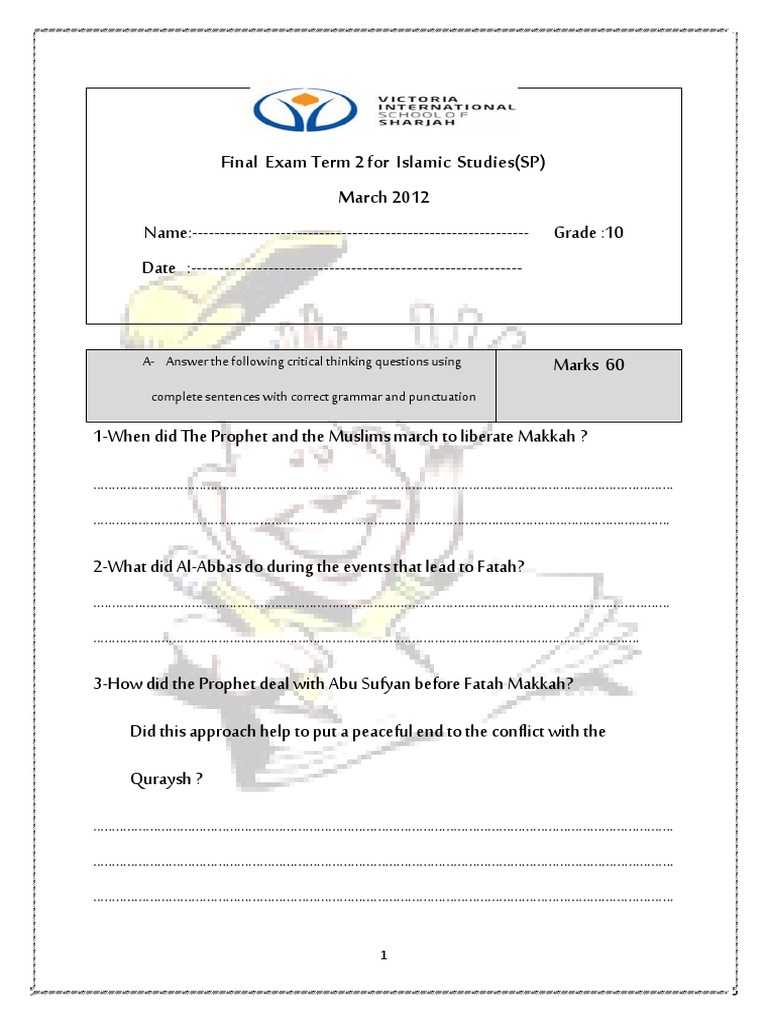 Islamic Studies Exam: Fatah Makkah | PDF | Ellipsis | Muhammad