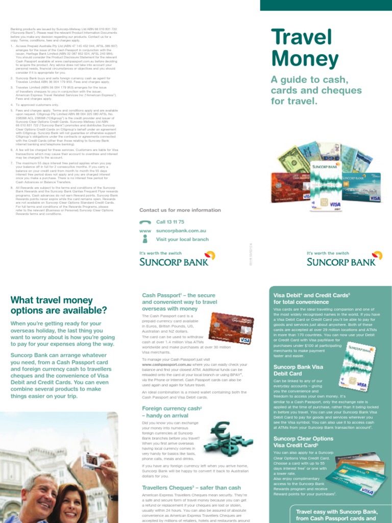 Suncorp Bank Travel Money | PDF | Debit Card | Visa Inc.