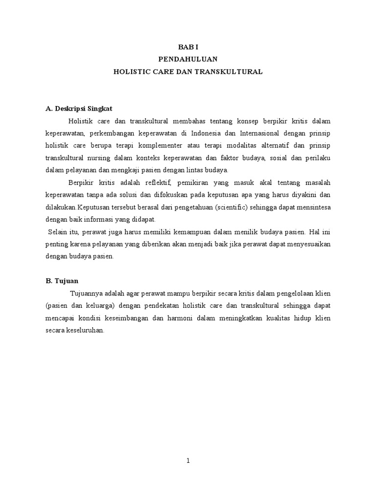 Holistic Care Dan Transkultural | PDF | Sains & Matematika