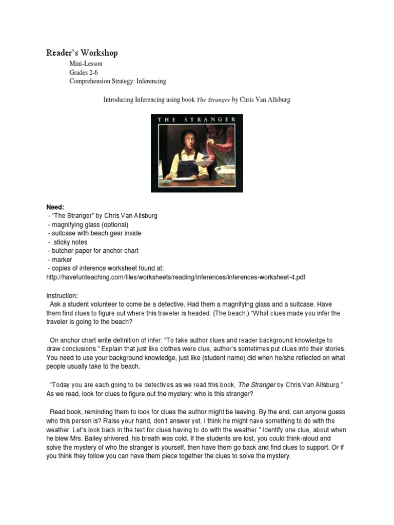 Mini-Lesson On Inferencing Using "The Stranger" | PDF | Inference ...