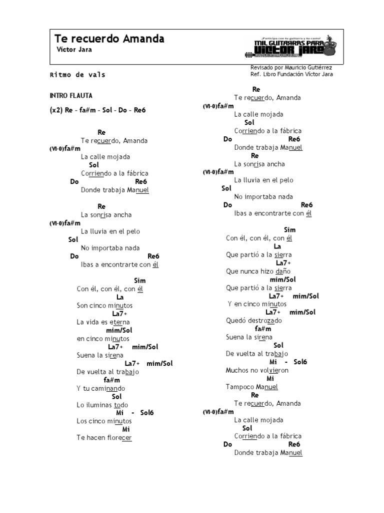 Te Recuerdo Amanda | PDF