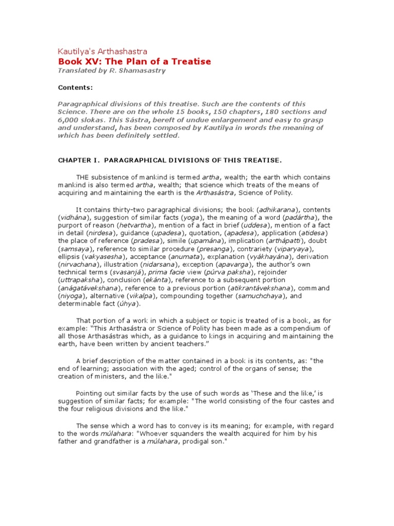 Kautilya's Arthashastra - Book 15 | PDF