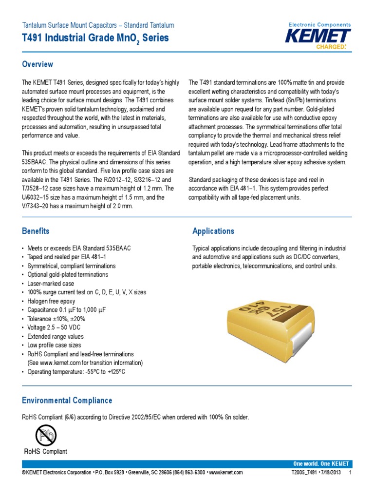Capacitor Tantalio SMT 1206KEM T2005 T491 | PDF | Capacitor ...