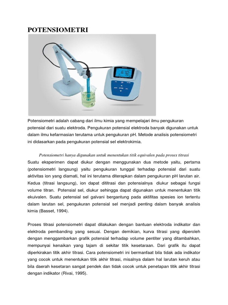 POTENSIOMETRI | PDF | Metode & Bahan Ajar | Sains & Matematika
