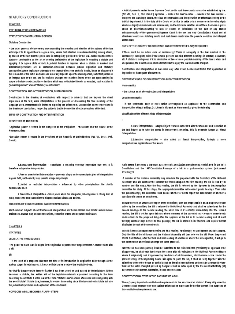 Statutory Construction | PDF | Bill (Law) | Statutory Interpretation