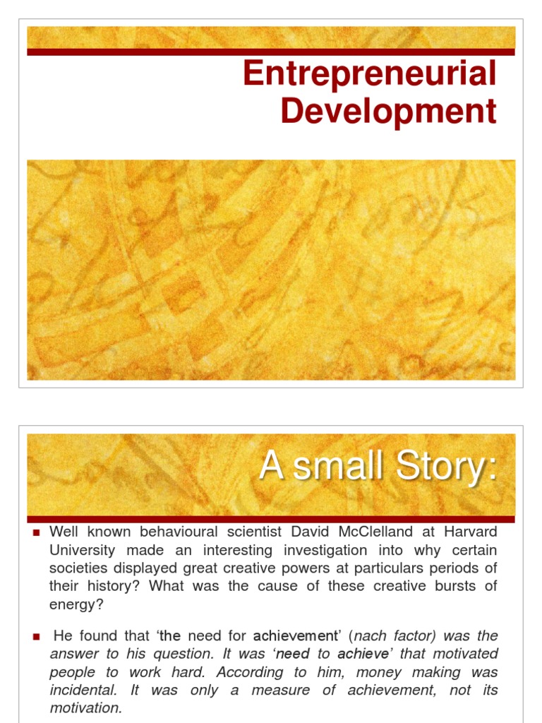 Entrepreneurial Development | PDF | Entrepreneurship | Motivation