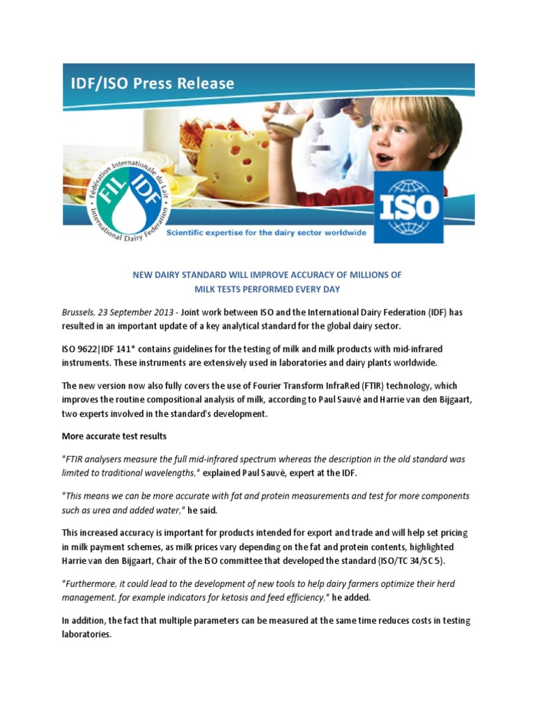 Idf Iso PR Mir Milk Testing | PDF | Fourier Transform Infrared ...