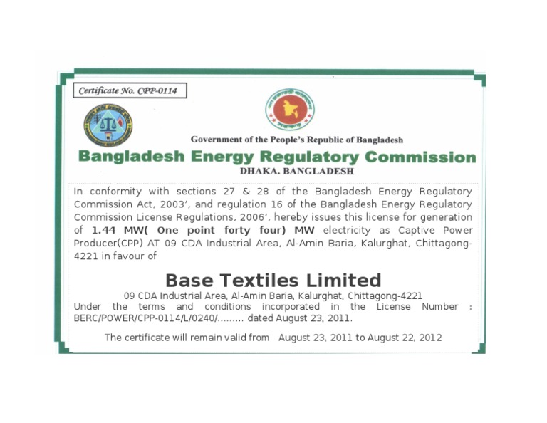 1.44 MW Captive Power License for Base Textiles | PDF | Computers ...