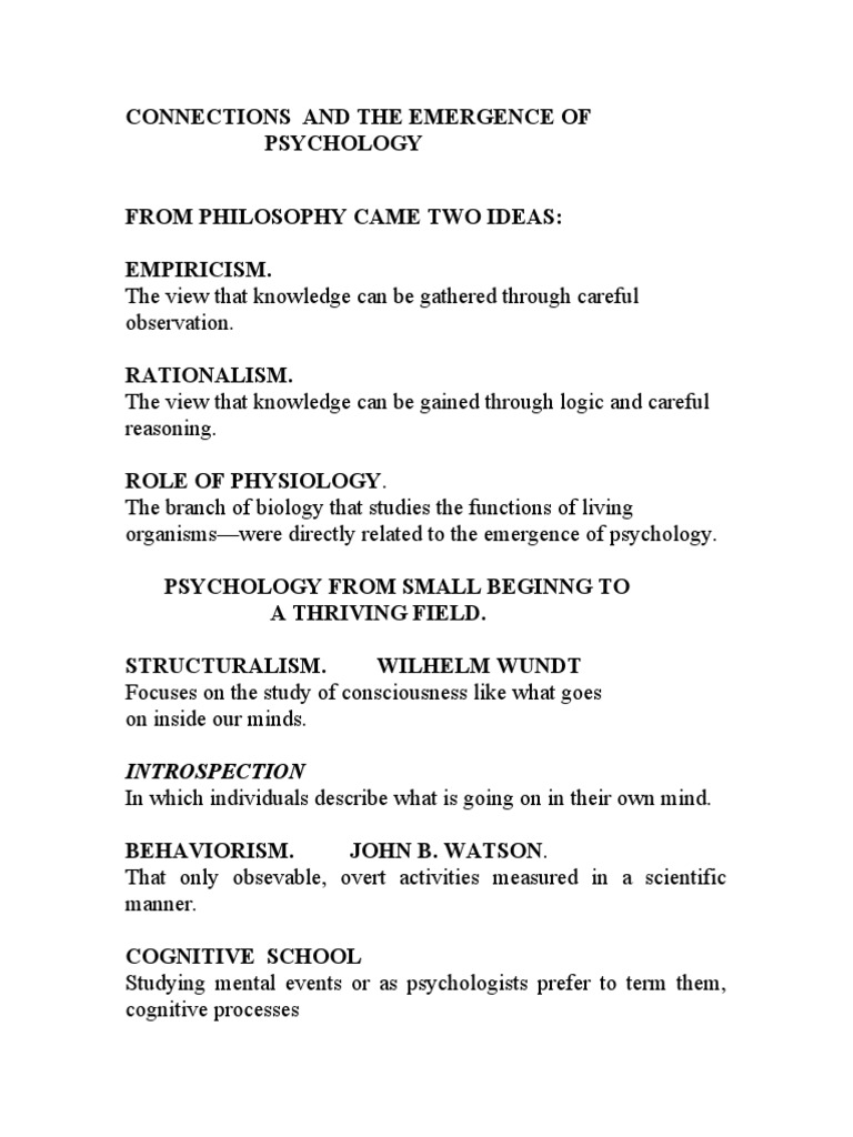 An Overview of the Development of Psychology from its Philosophical ...